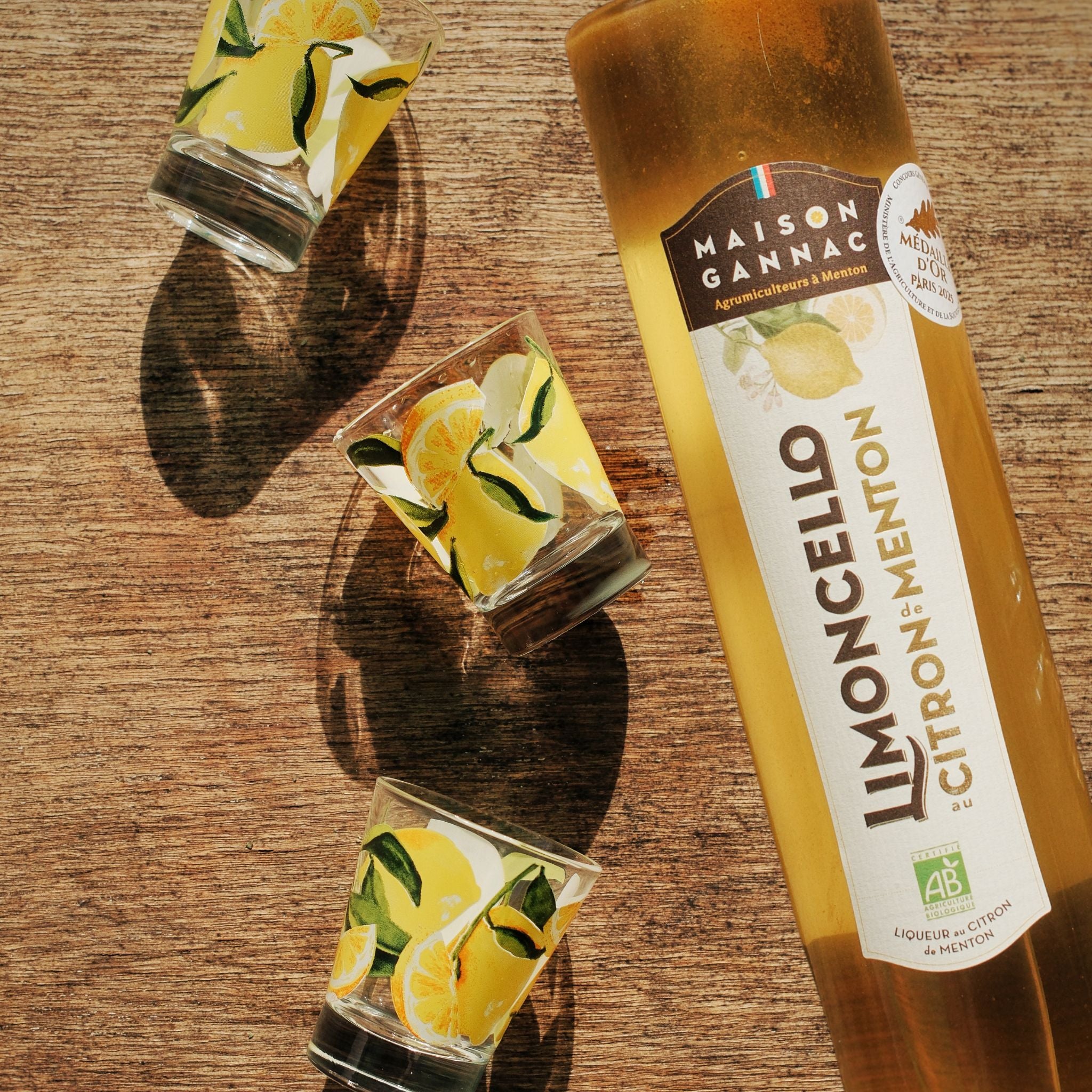 Limoncello Bio + 6 verres CITRON DE MENTON IGP – MAISON GANNAC